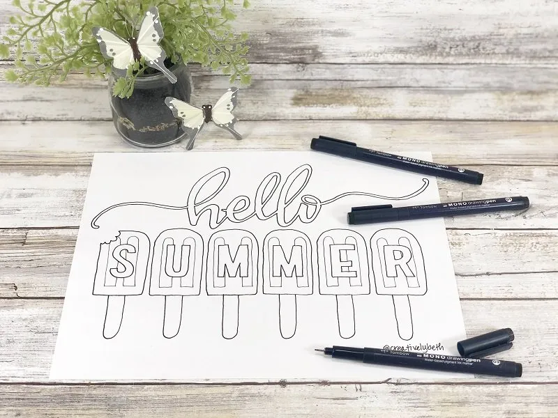 Hello Summer FREE Printable and Coloring Page