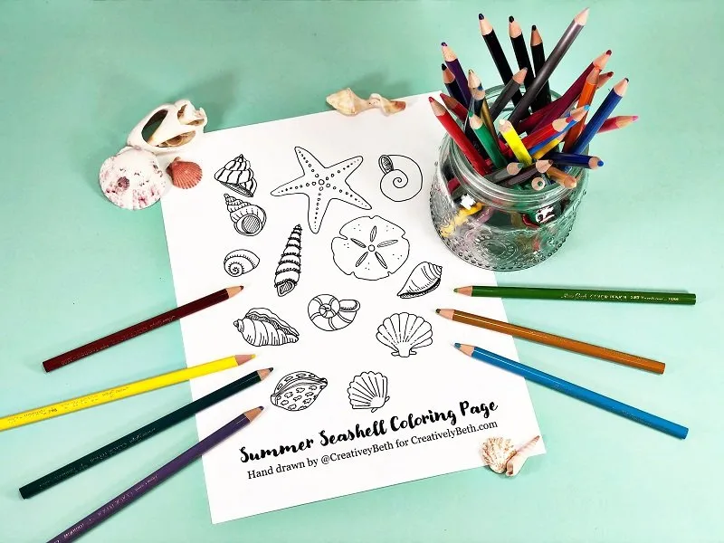 FREE Summer Seashell Coloring Page