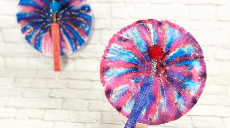 Dollar Tree Coffee Filter Fireworks Kids Craft