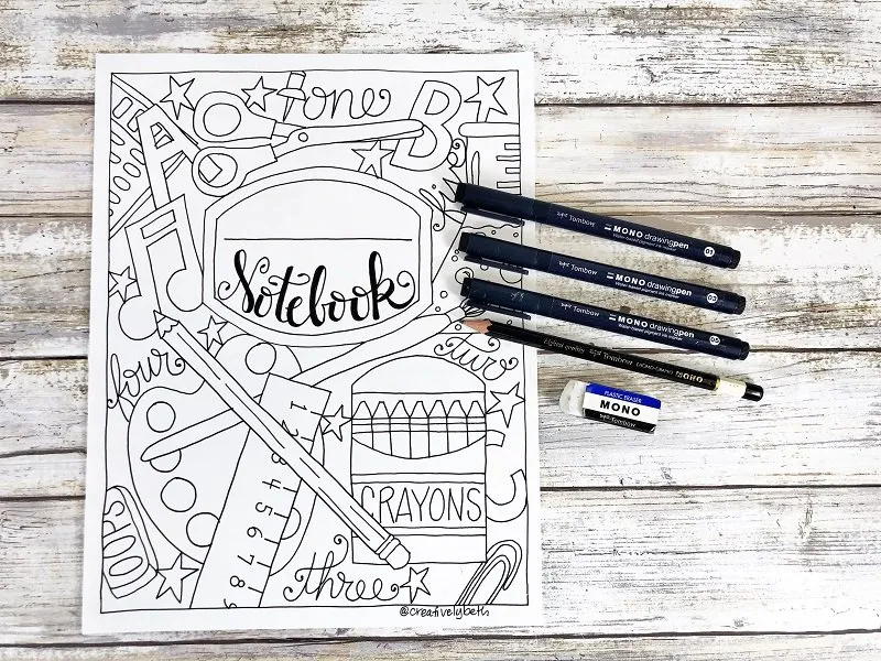Back-to-School Notebook Cover Free Printable to Color