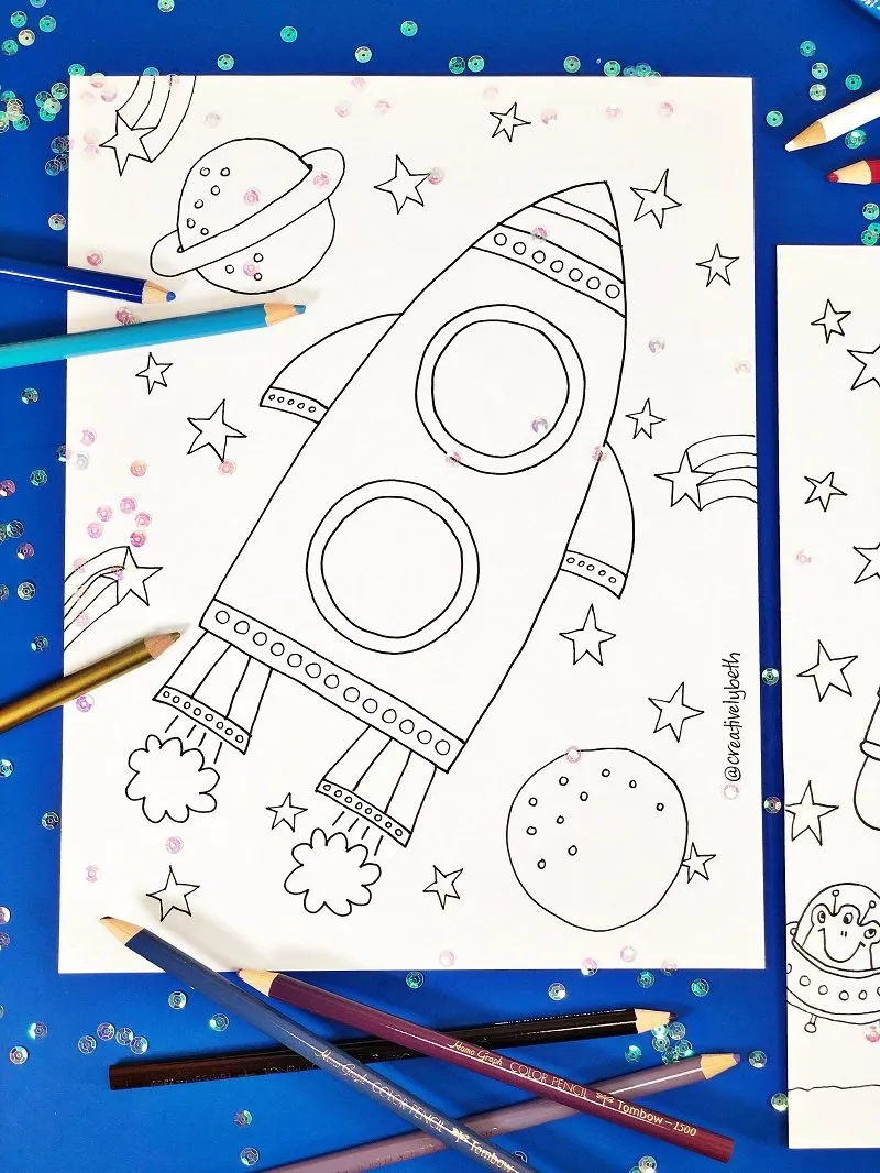 Astronaut and Spaceship Coloring Pages for Kids