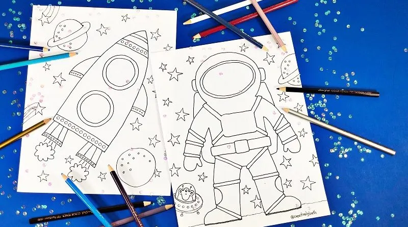 Astronaut and Spaceship Coloring Pages for Kids