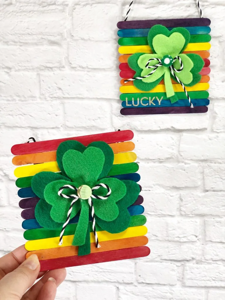 Dollar Tree Rainbow Craft Stick Shamrock Sign
