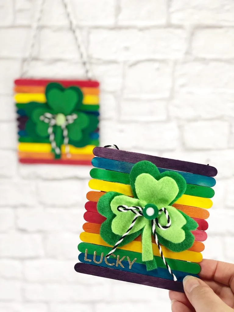 Dollar Tree Rainbow Craft Stick Shamrock Sign