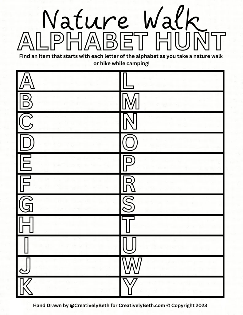 Free Camping Scavenger Hunt Printable