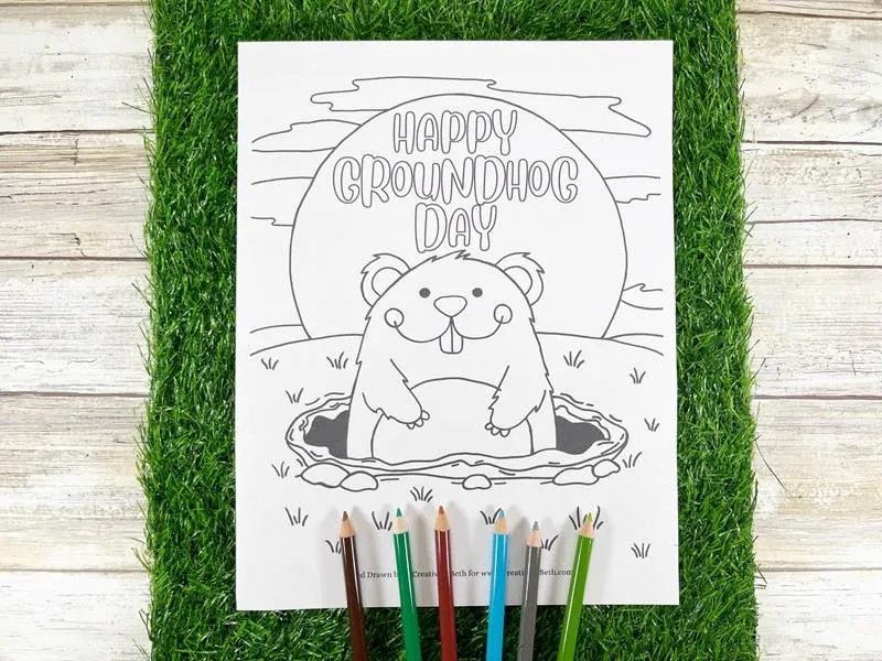 Groundhog Printable Coloring Page