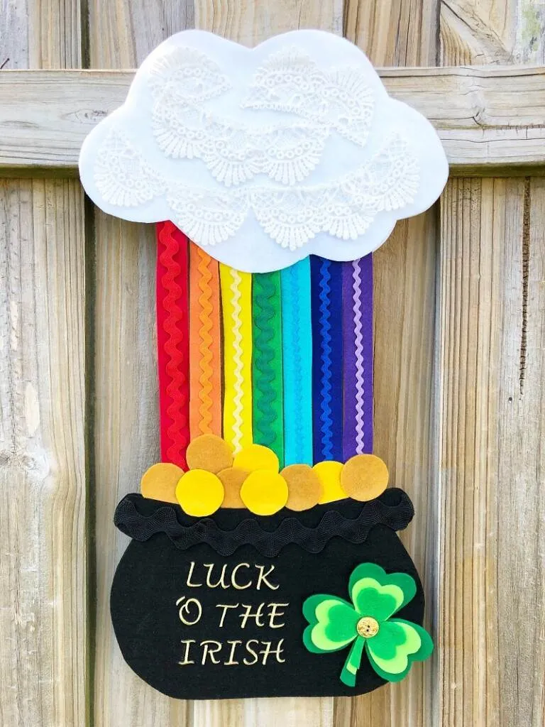 DIY Rainbow Pot of Gold Felt Door Craft Free Patterns