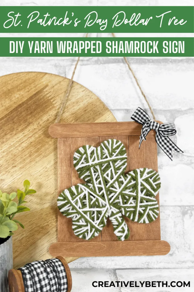 Dollar Tree Yarn Wrapped Shamrock Craft Stick Sign