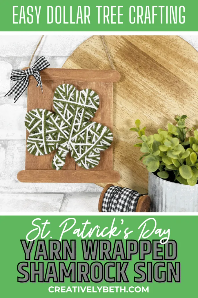 Dollar Tree Yarn Wrapped Shamrock Craft Stick Sign