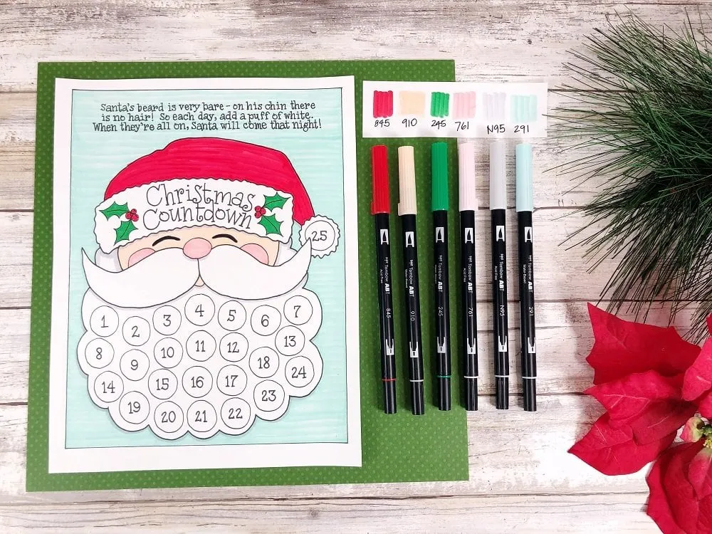Free Printable Santa Countdown to Christmas Calendar