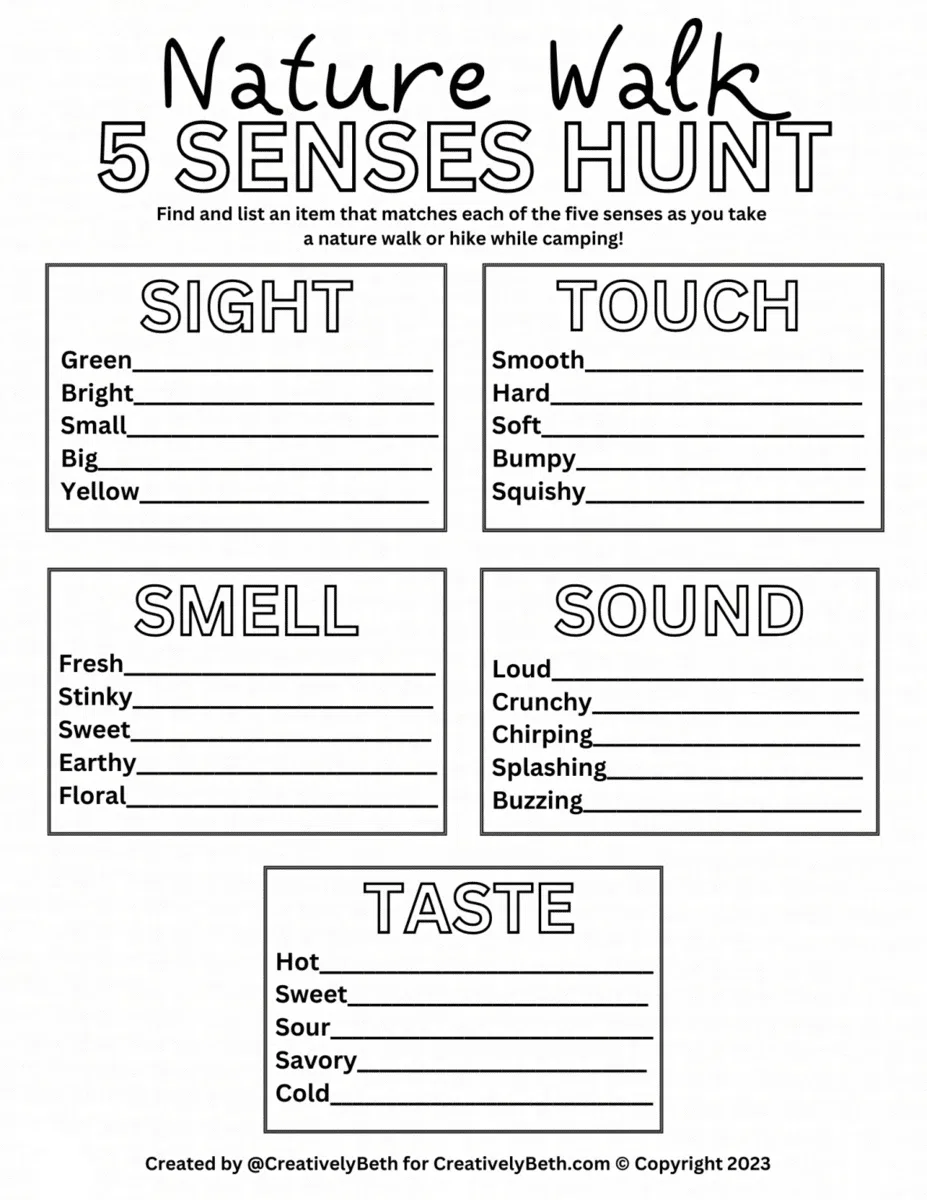 Free Camping Scavenger Hunt Printable