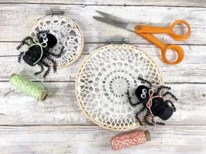 Recycled Wine Cork Spider and Lace Hoop Web