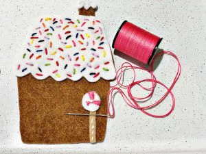 Embroidered Felt Gingerbread House Ornament