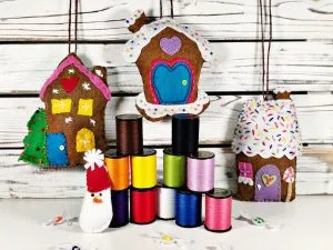 Embroidered Felt Gingerbread House Ornament