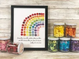 Rainbow Button Art with a Free Printable