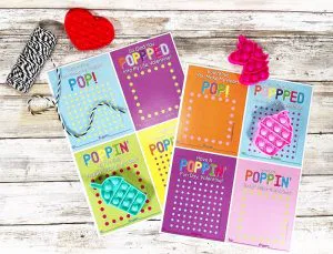 Free Printable Pop It Valentine Cards (8 Colorful Versions)