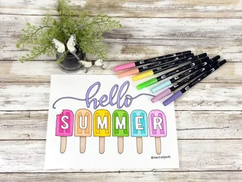 Hello Summer FREE Printable and Coloring Page