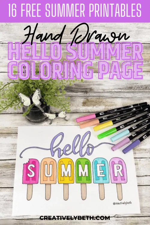Hello Summer FREE Printable and Coloring Page