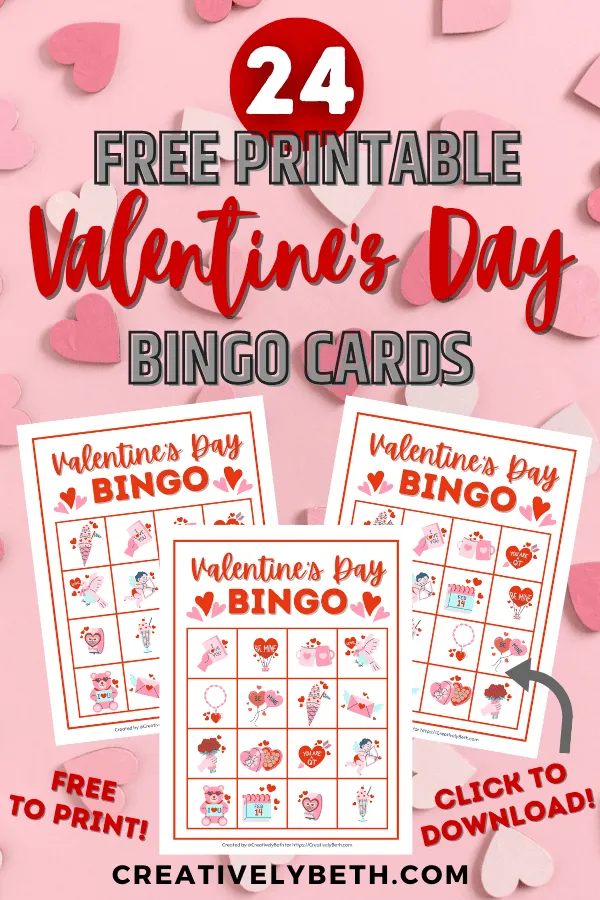 Valentine Bingo Cards Free Printable (24 Sets)