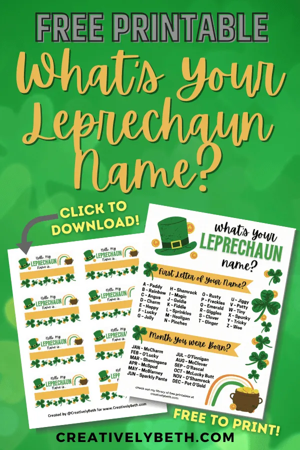 What is your Leprechaun Name Free Printable