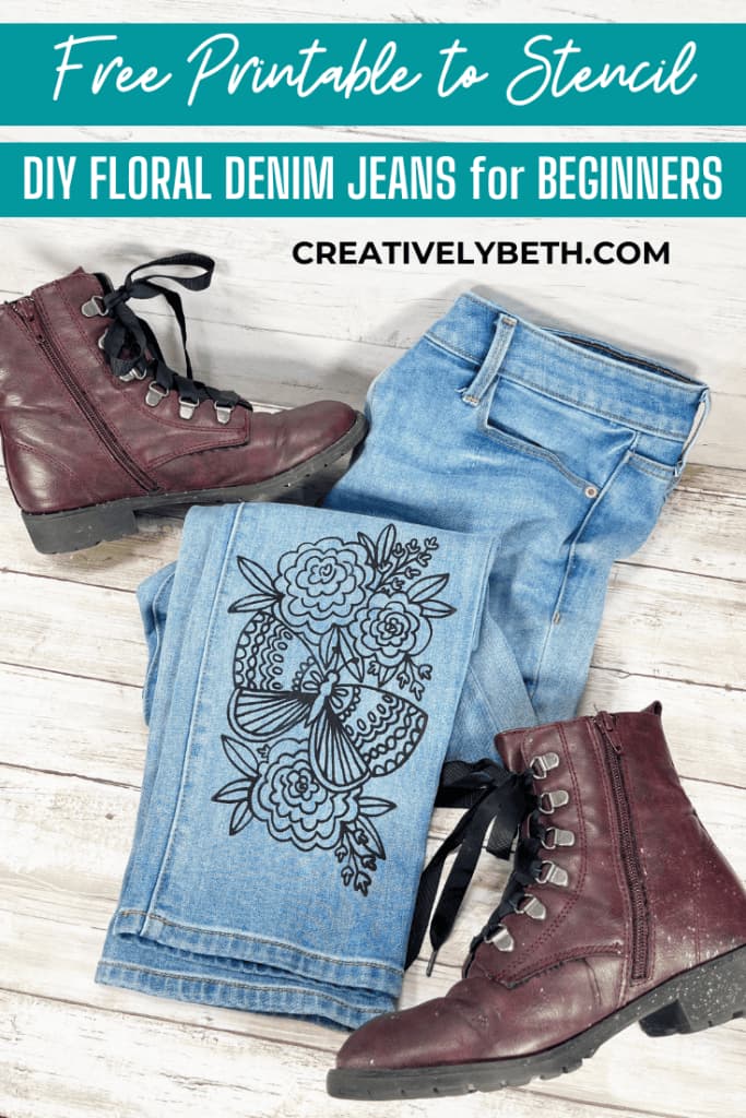 DIY Stenciled Jeans with Free Floral Printable