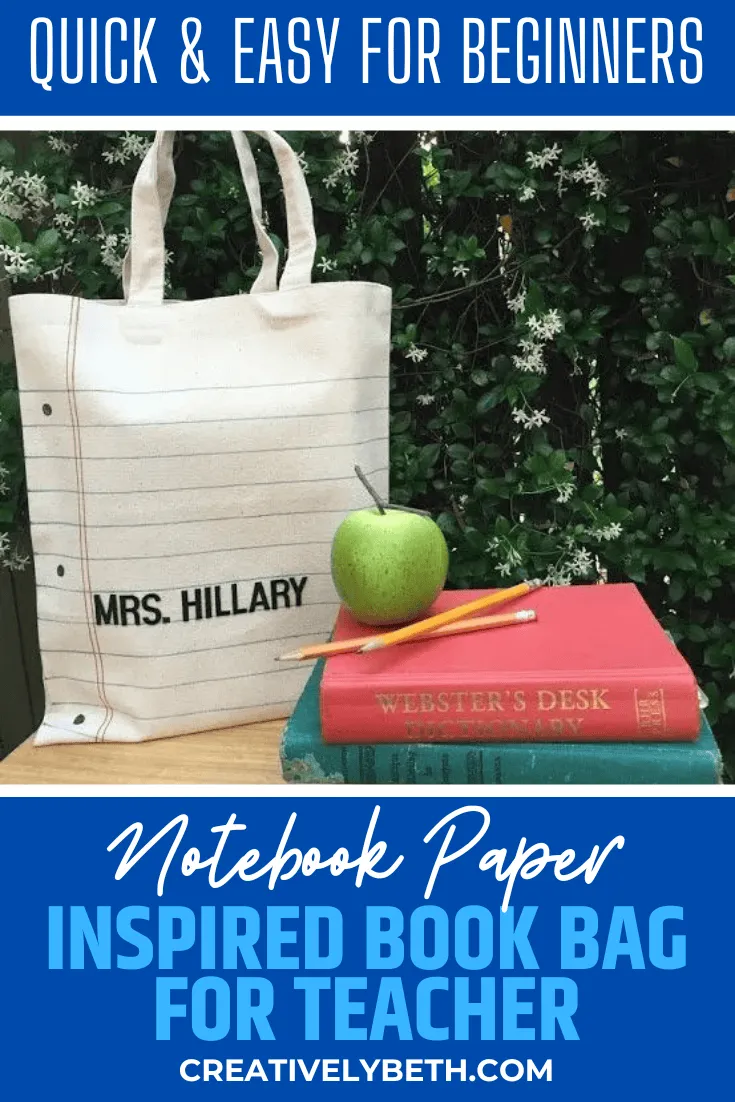 Notebook Paper Inspired Teacher Book Bag Gift