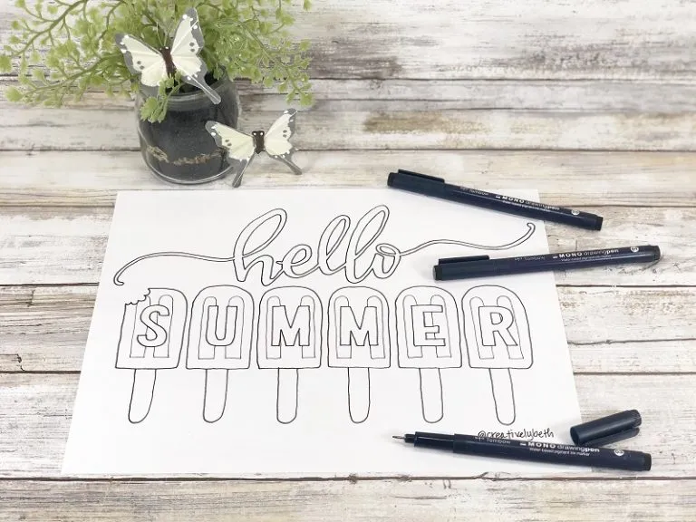 Hello Summer FREE Printable and Coloring Page