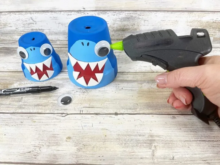 Dollar Tree Clay Pot Sharks Kids Craft