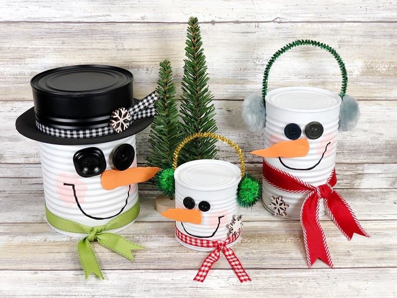 How to Make Recycled Tin Can Snowmen for Christmas