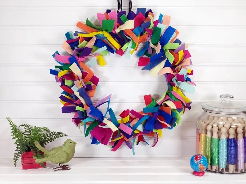 Upcycled Rainbow Scrap Wreath
