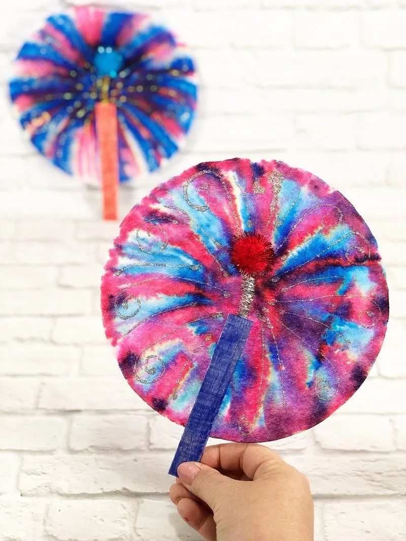Dollar Tree Coffee Filter Fireworks Kids Craft