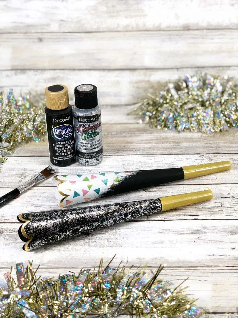 Recycled New Year Noisemakers with Christmas Decor