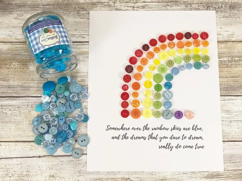 Rainbow Button Art with a Free Printable