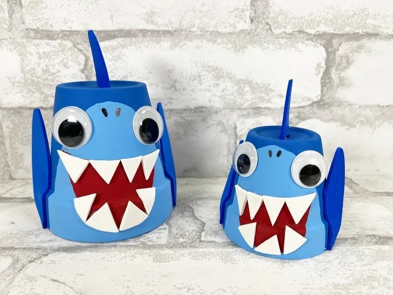 Dollar Tree Clay Pot Sharks Kids Craft