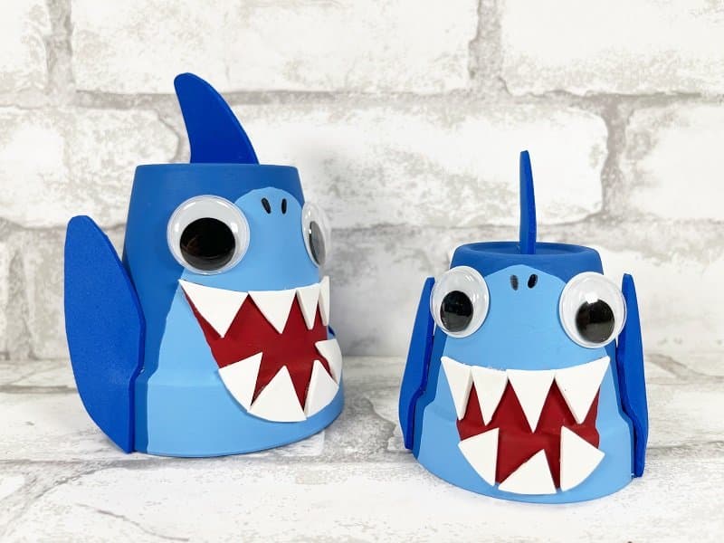 Dollar Tree Clay Pot Sharks Kids Craft