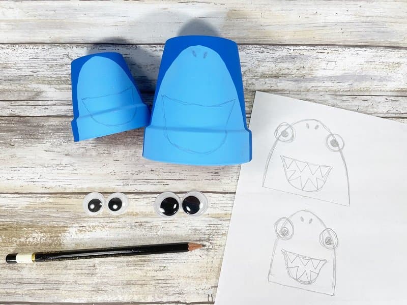 Dollar Tree Clay Pot Sharks Kids Craft