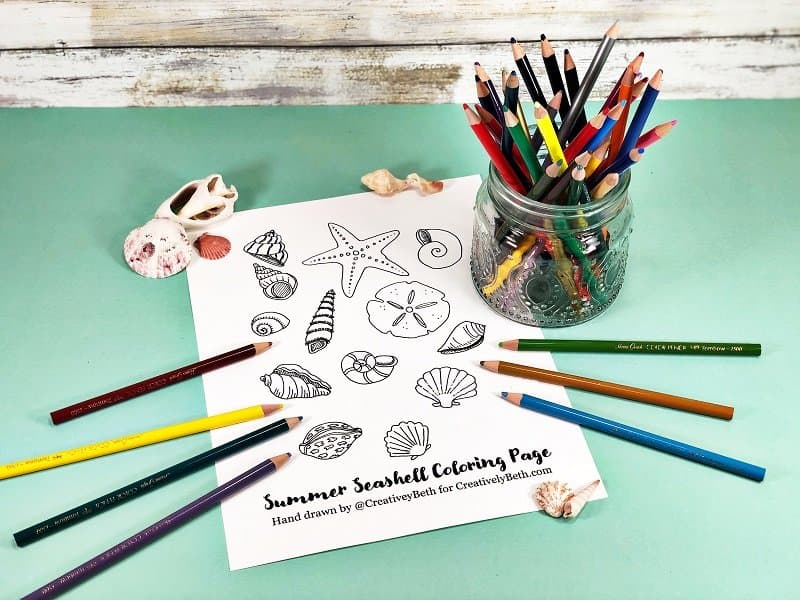 FREE Summer Seashell Coloring Page