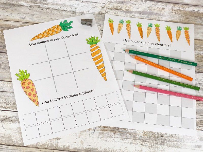 Carrot Button Craft with Free Printable Games for Easter