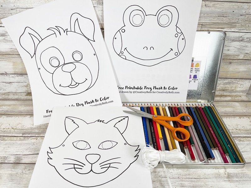 Free Printable Animal Masks to Color with Kids