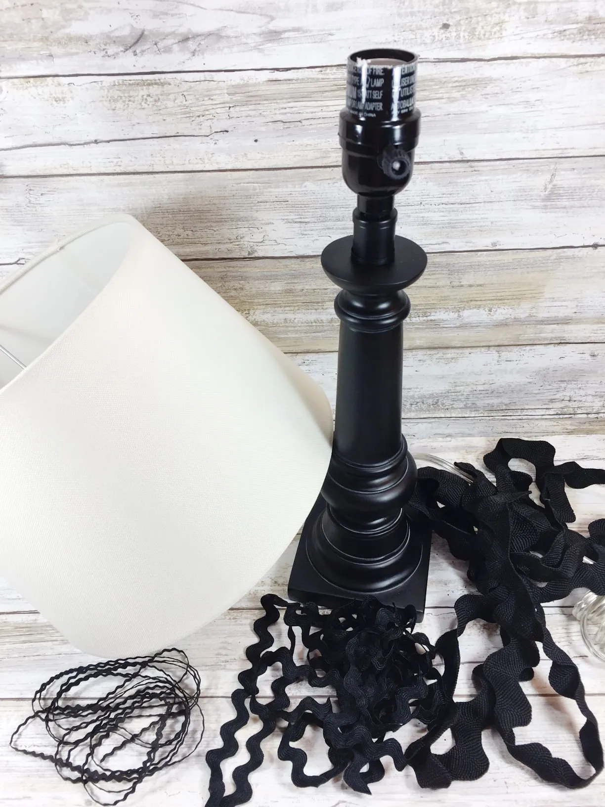 Upcycled Farmhouse Chic Lamp with Ric-Rac