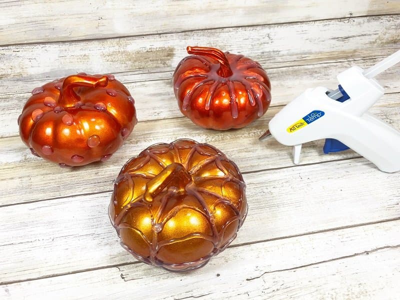 Decorative Pumpkins made with Hot Glue