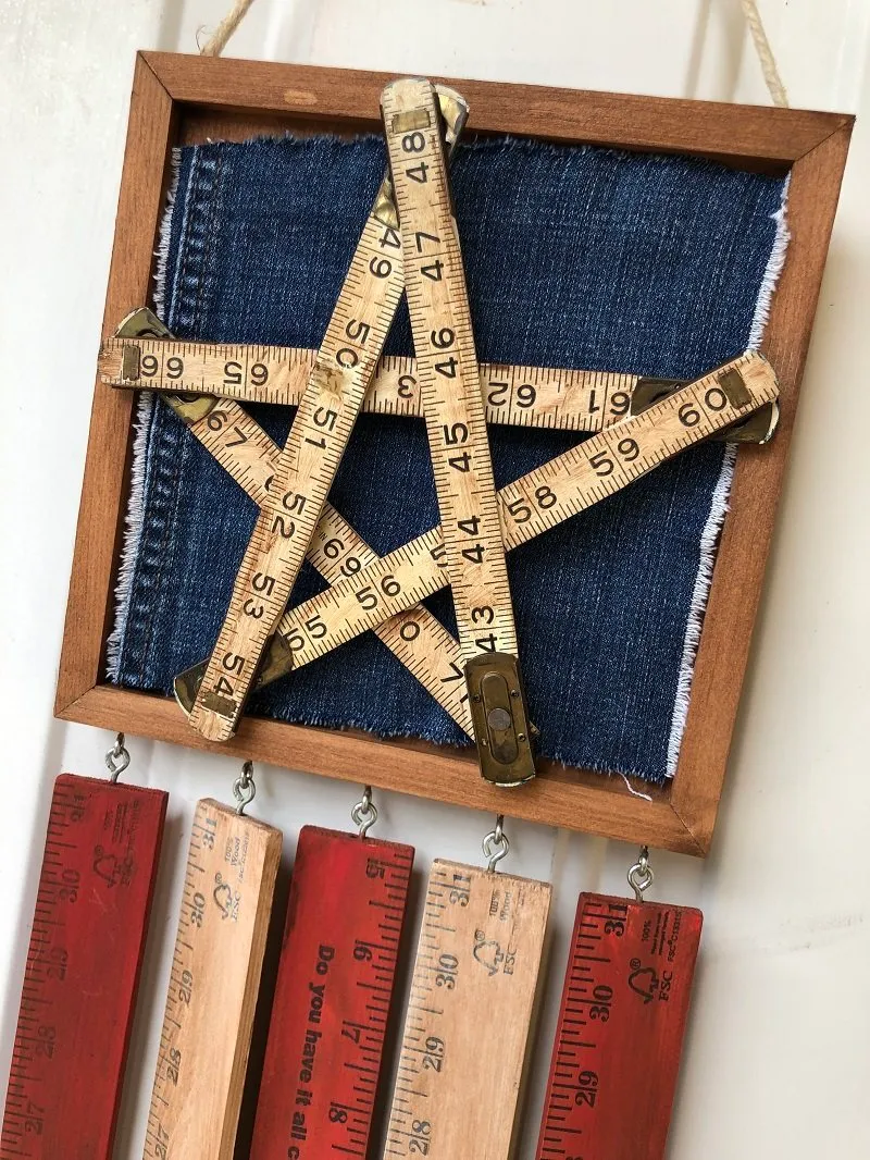 American Flag Door Hanger Created from Vintage Rulers