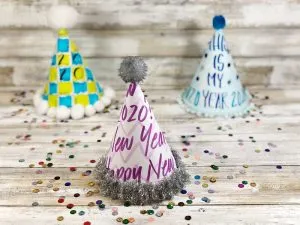 Hand-Lettered Party Hats for New Year's Eve