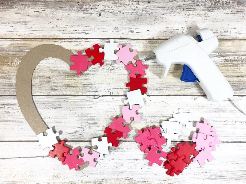 Puzzle Piece Heart Wreath for Valentine's Day