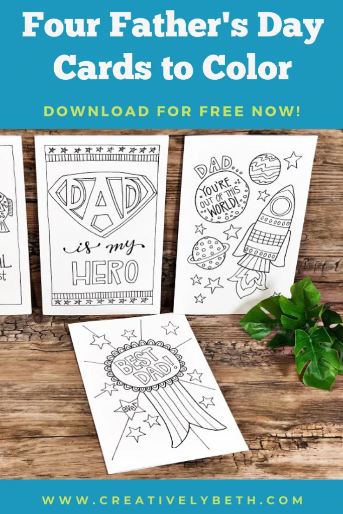 Four FREE Father's Day Cards to Print and Color