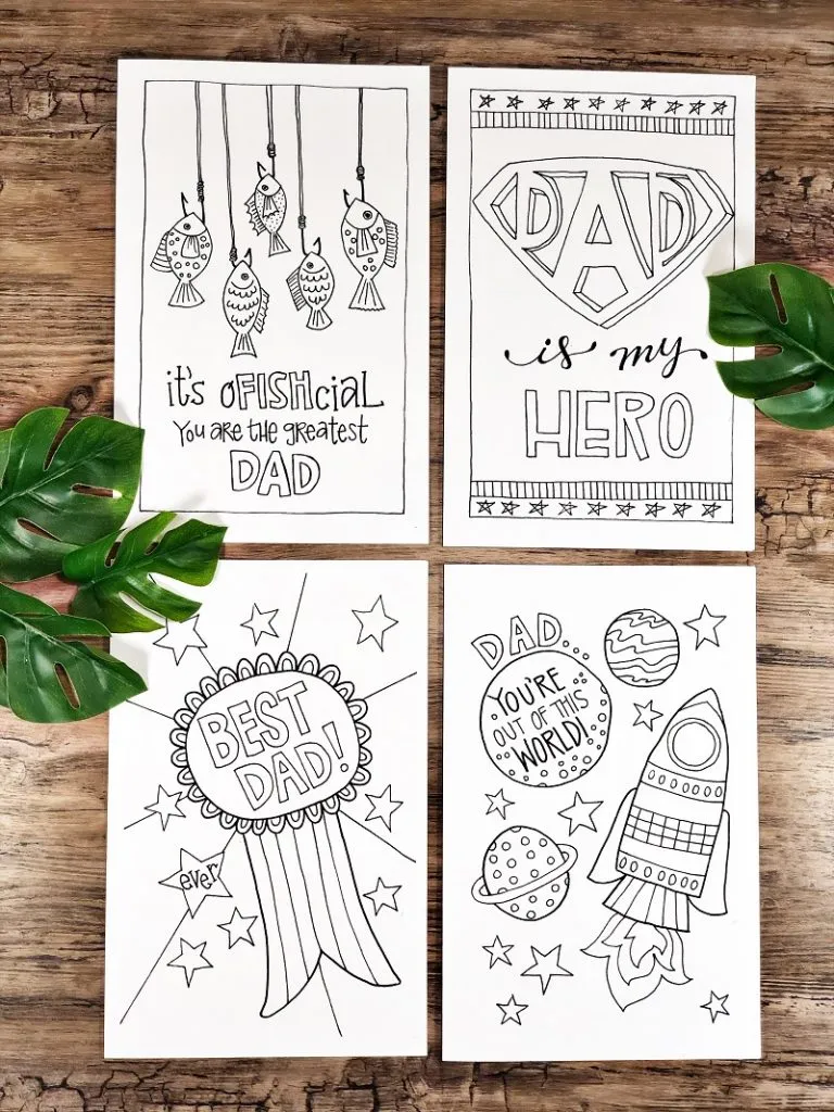 Four FREE Father's Day Cards to Print and Color