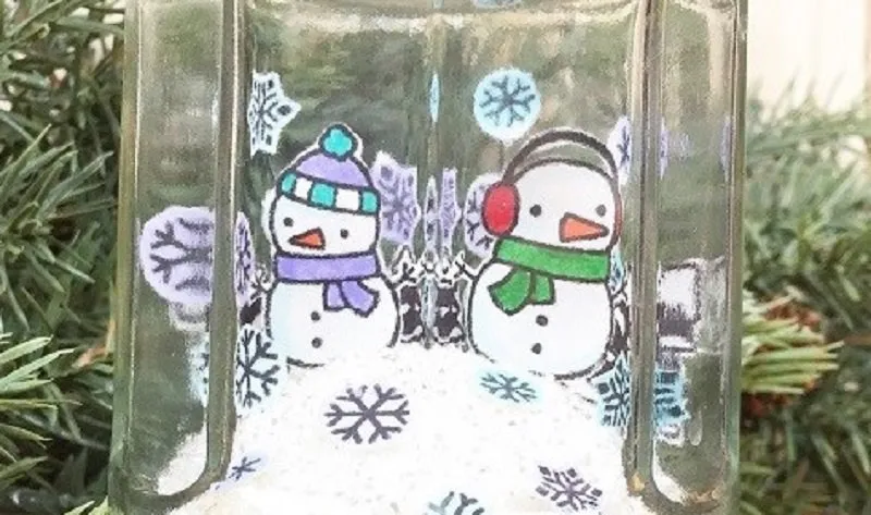 Snow Globe Christmas Card from a Recycled Jar