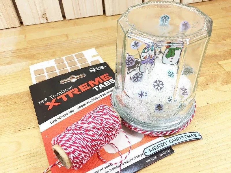 Snow Globe Christmas Card from a Recycled Jar