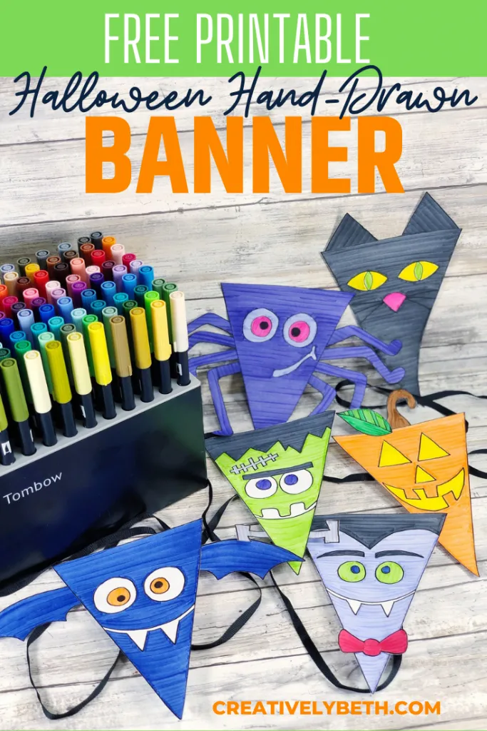 FREE Hand-Drawn Halloween Banner to Print and Color