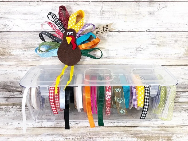 Rainbow Ribbon Turkey Decorations for Thanksgiving